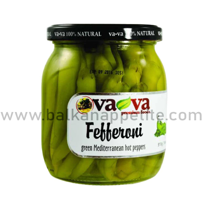 Hot Green Fefferoni Peppers (Va-Va) 510g(18oz) – Balkan Appetite