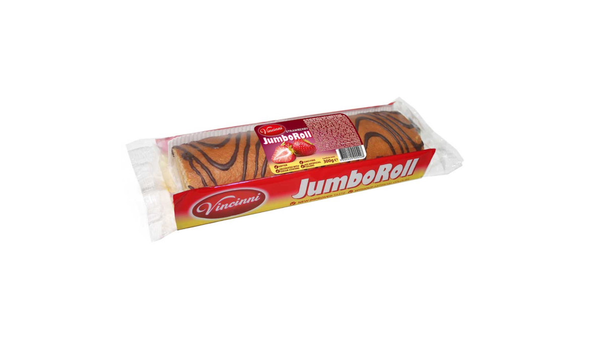 Vincinni Jumbo Swiss Roll Strawberry 300GR – Balkan Appetite